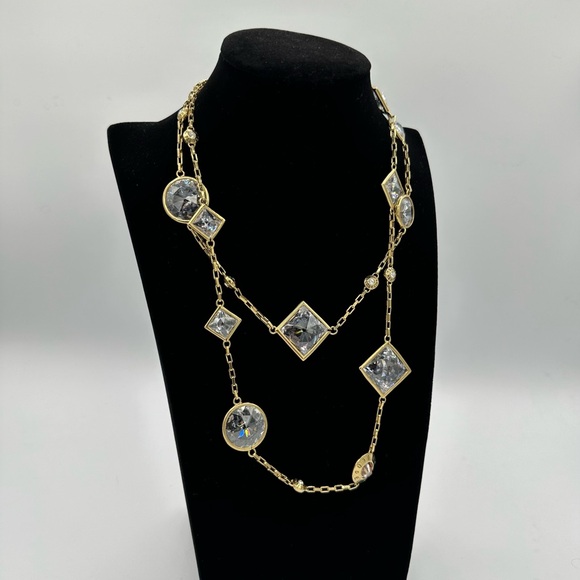 henri bendel | Jewelry | Henri Bendel Long Gold Tone Crystal Station ...